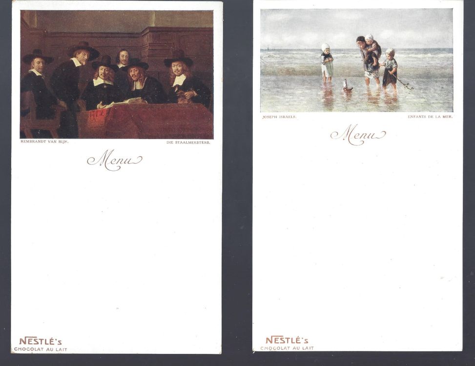 2 anciennes cartes Menu de Nestlé | Kaufen auf Ricardo
