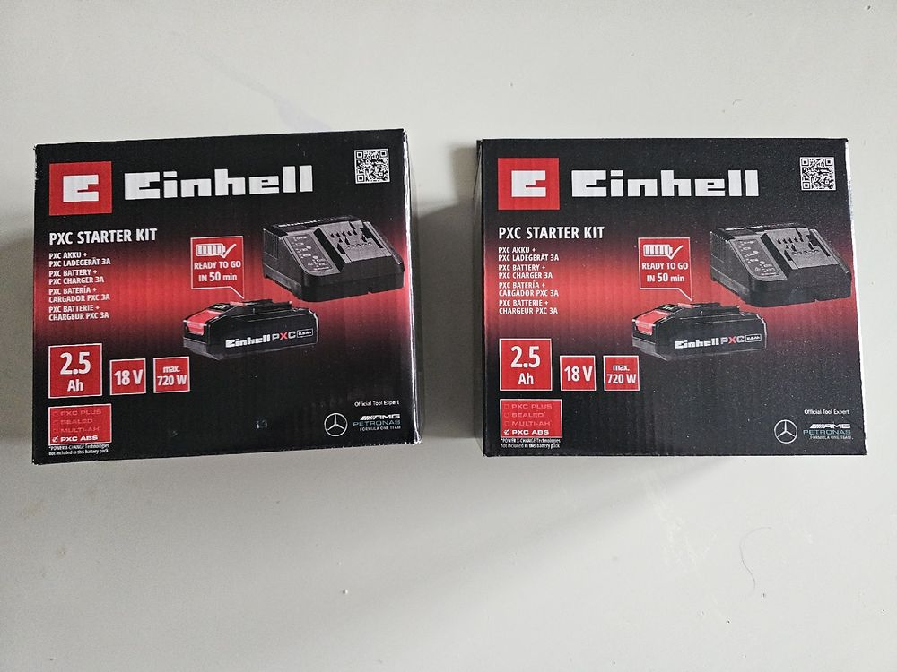 2 × Einhell PXC Starter Kit 18V 2.5Ah Neuf - Chargeur + Batt (Neuf avec ...