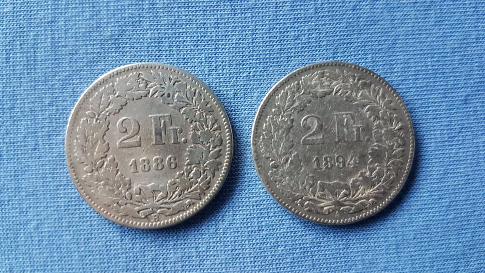 2 x 2 Franken Silbermünzen 1886 und 1894 ab nur 1 Franken !! (Gebraucht) in Camignolo für CHF 11 ...