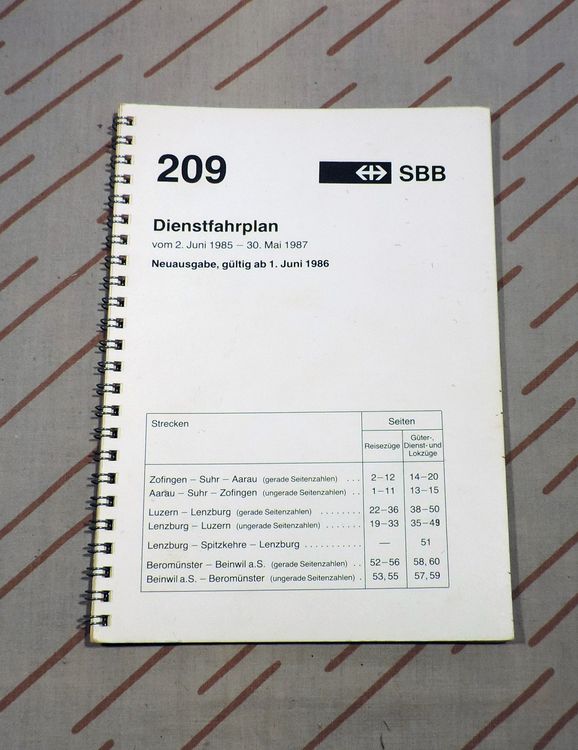 T70 - SBB Dienstfahrplan N°209 / ab 1. Juni 1986 | Kaufen auf Ricardo