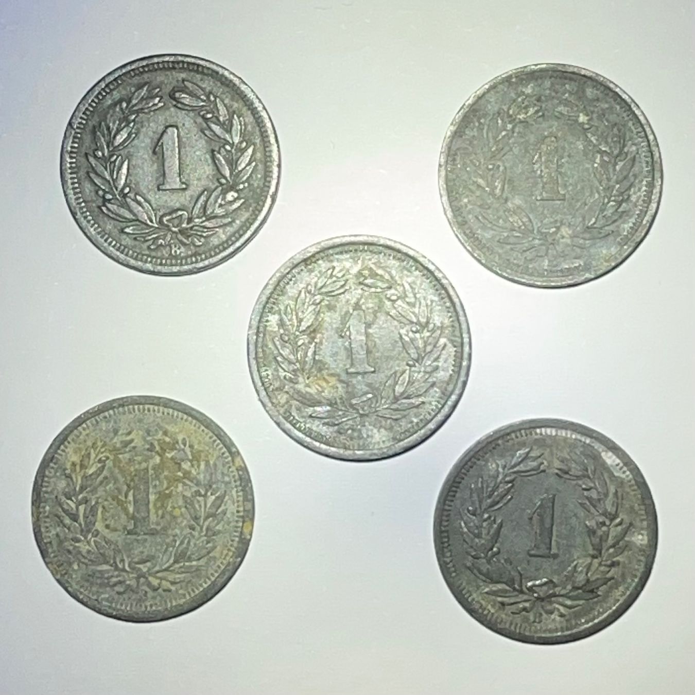 5 x 1 Rp. Zink (1942/1943/1944/1945/1946) - ab Fr. 1.- (Neu (gemäss ...