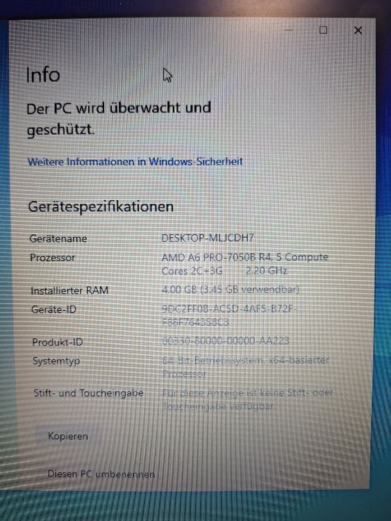 HP ProBook AMD A6 PRO 7050B R4 5 Comp. Cores 2C+3G 2.20 GHZ (Gebraucht ...