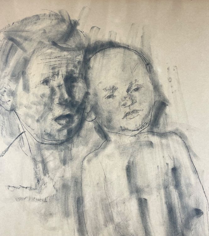 Interessante grosse Kohle Zeichnung unleserlich Signiert | Kaufen auf Ricardo