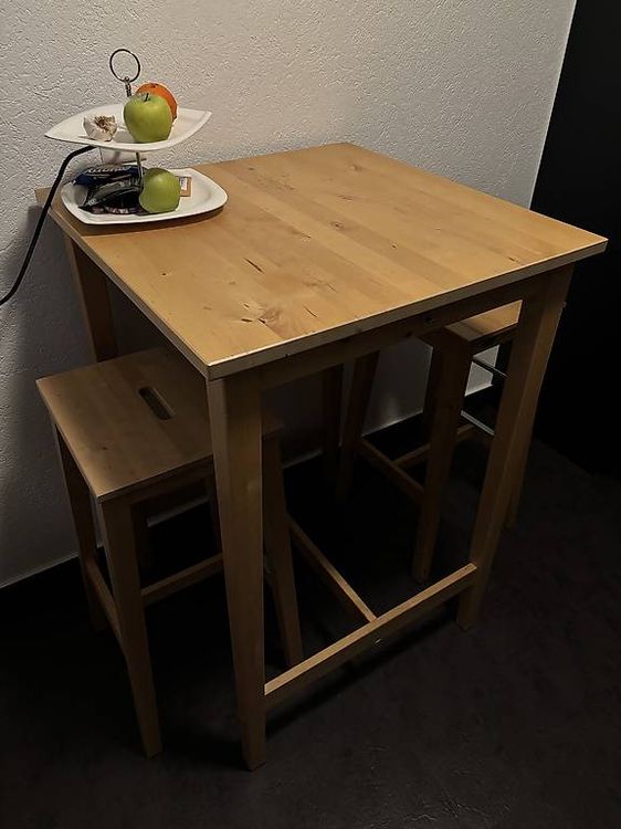 Bartisch Hochtisch mit 3 Hockern/Stühlen aus Holz (Gebraucht) in Bern ...