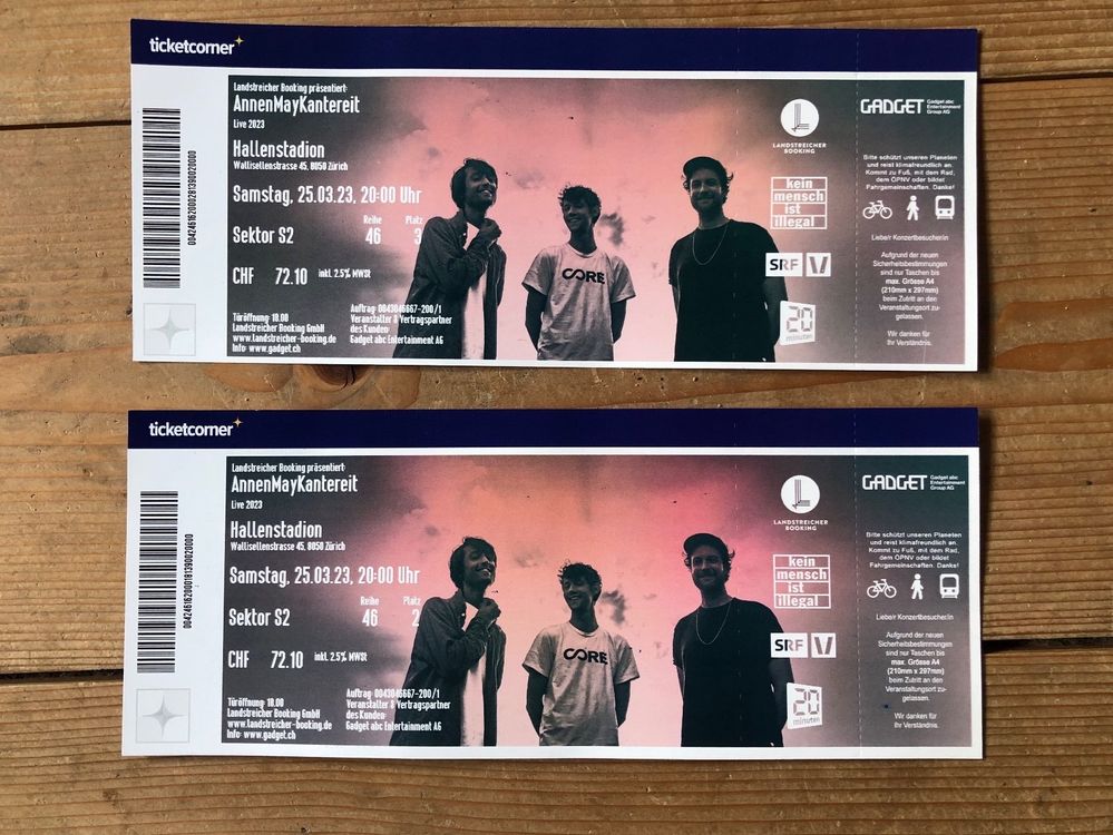 Tickets AnnenMayKantereit (Gebraucht) in Sursee für CHF 160 – mit ...