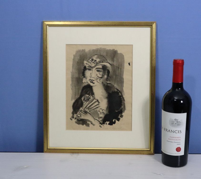 Weber, Tuschzeichnung "Frau mit Fächer" handsigniert v. 1923 (Gebraucht) in Zug für CHF 280 ...