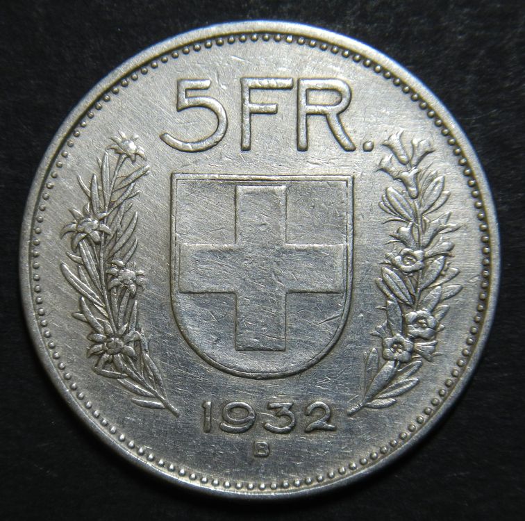 Schweiz * 5 Franken 1932 * Silbermünze (Gebraucht) in Glis für CHF 12.5 – mit Lieferung auf ...