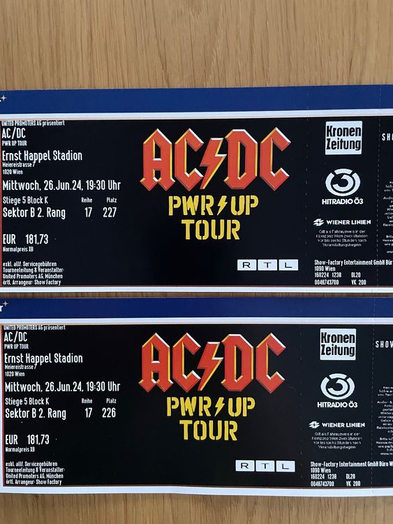 2 AC/DC Sitzplatz Tickets für am 26.6.24 (Neu (gemäss Beschreibung)) in Mels für CHF 390 – mit ...
