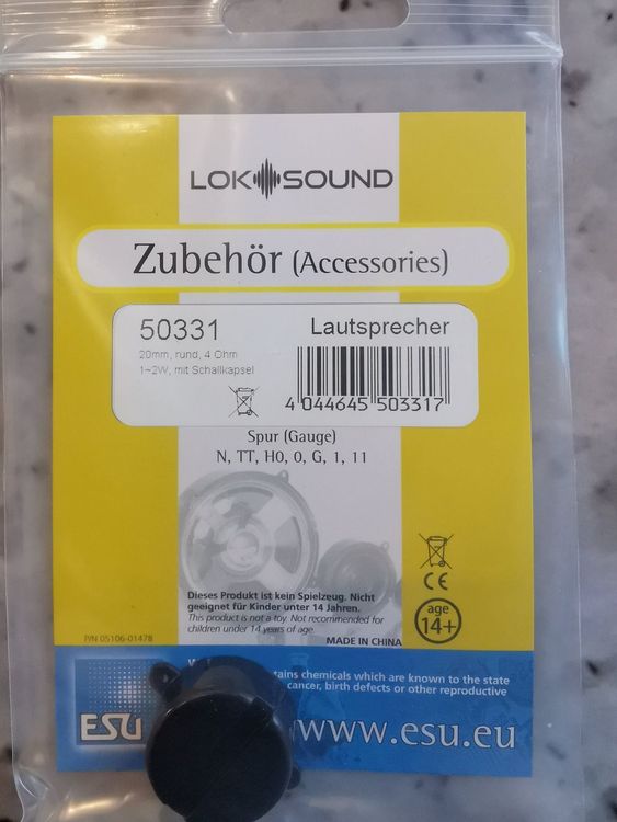 ESU 50331 Lautsprecher 20 mm rund 4 Ohm (Neu und originalverpackt) in ...