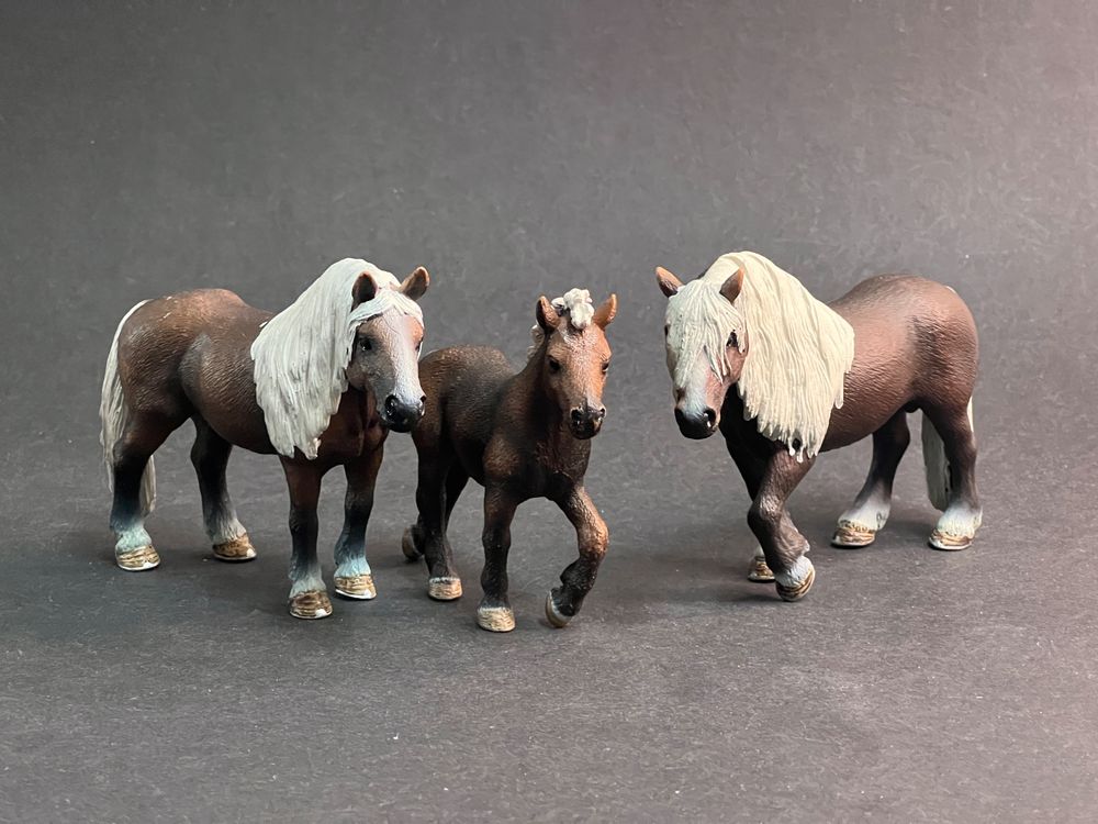 3 Schleich Pferde Schwarzwälder Stute Pferd Hengst Fohlen (Gebraucht) in Ennetbaden für CHF 22 ...