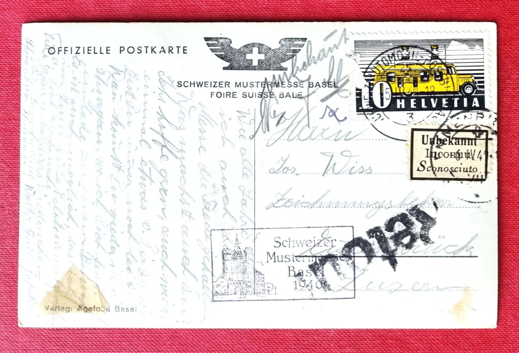 Mustermesse Basel - Offizielle Postkarte - 1940 (Gebraucht) in Rothrist für CHF 1 – mit ...