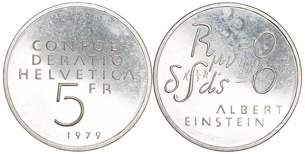 5 Franken Gedenkmünze "Einstein Formel" 1979 (unz). Ab 1.-- (Neu (gemäss Beschreibung)) in ...