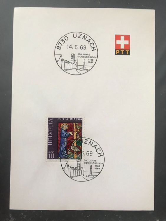 Schweiz 1969 Sonderstempel 8730 Uznach 500 J. eidgenössisch (Gebraucht) in Liestal für CHF 1 ...