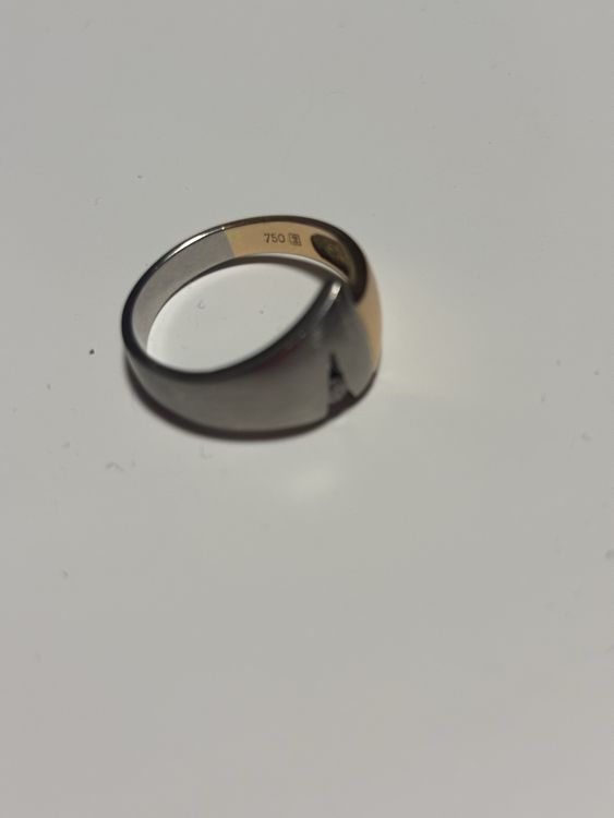 Ring Gold 750 zweifarbig mit Palladium und Brillant (Gebraucht) in ...