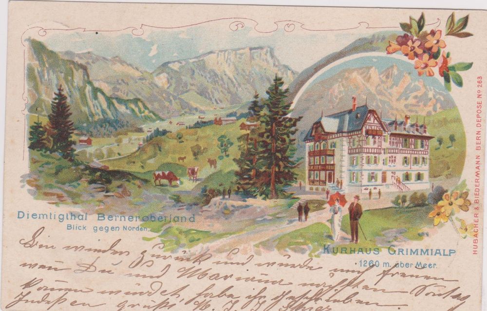 Grimmialp, Diemtigtal, Litho,1900 (Gebraucht) in Spiez für CHF 25 – mit Lieferung auf Ricardo kaufen