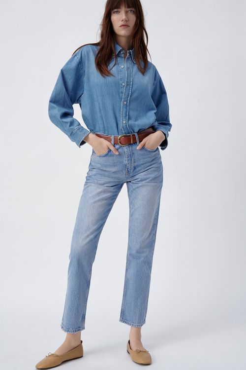 ZARA High Waist Jeans Denim Hose Gr.40 (38-40) wie neu (Neu und originalverpackt) in Rotkreuz ...