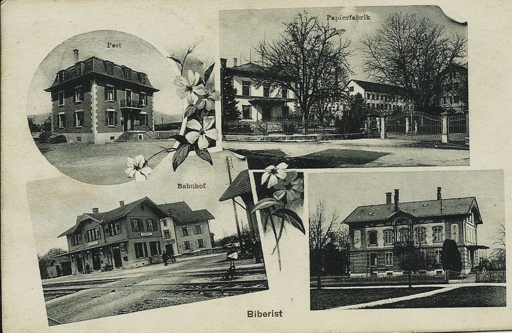 AK BIBERIST 1909 4 BILDER u.a. POST BAHN BAHNHOF (Gebraucht) in Aarau für CHF 37 – mit Lieferung ...