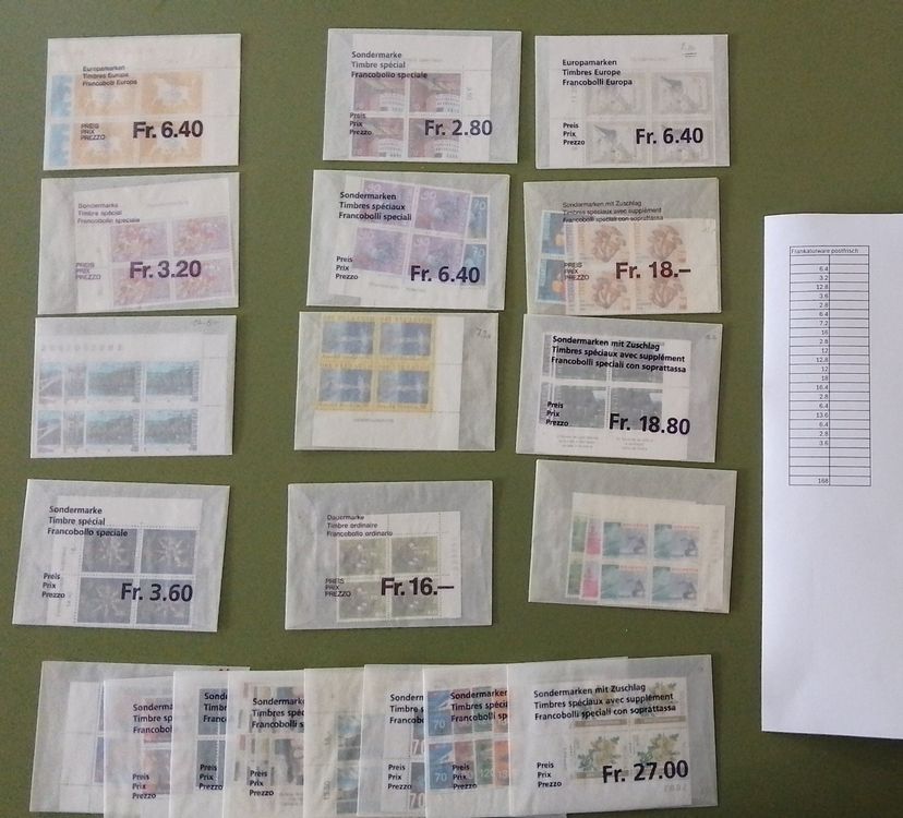 Frankaturware Schweiz Briefmarken postfrisch (Gebraucht) in Zürich für CHF 123 – mit Lieferung ...