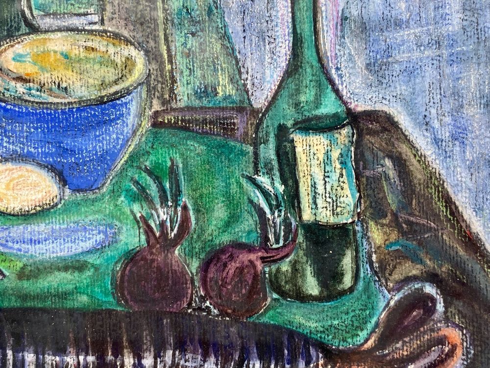 Nature morte au pastel sec sur bois signé HAL | Kaufen auf Ricardo