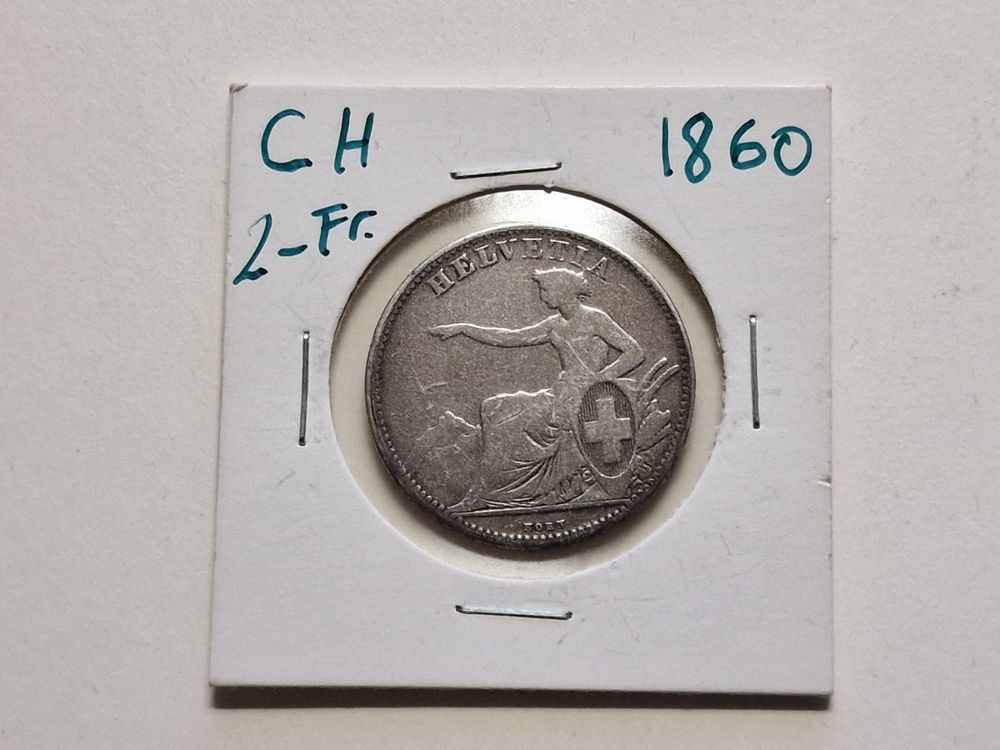 2 Franken 1860 silber . (Gebraucht) in Zürich für CHF 35 – mit Lieferung auf Ricardo kaufen