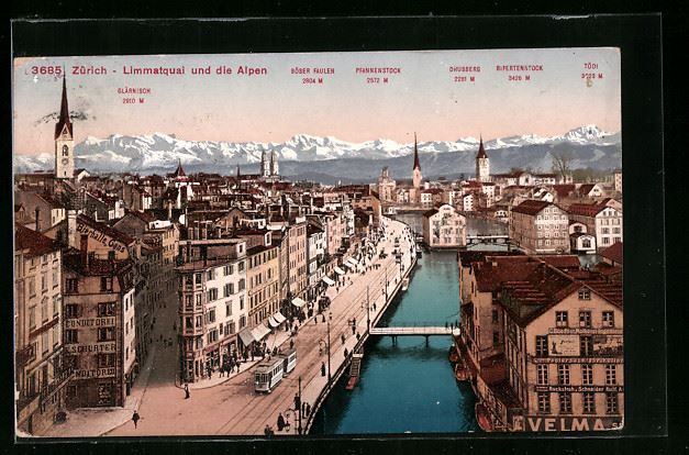 Zürich, Limmatquai mit Strassenbahn und | Kaufen auf Ricardo