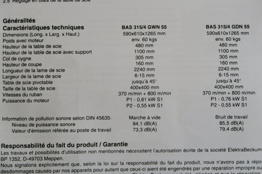Scie à ruban Elektra BAS 315 (Gebraucht) in La Chaux-de-Fonds für CHF ...