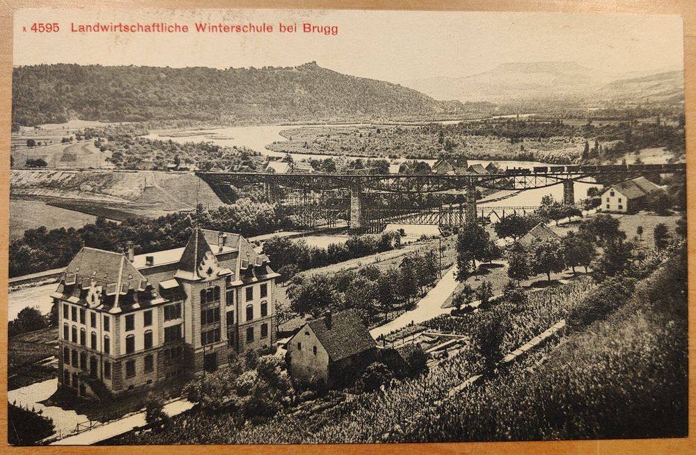 Landwirtschaftliche Winterschule Brugg mit Eisenbahn um 1910 | Kaufen auf Ricardo