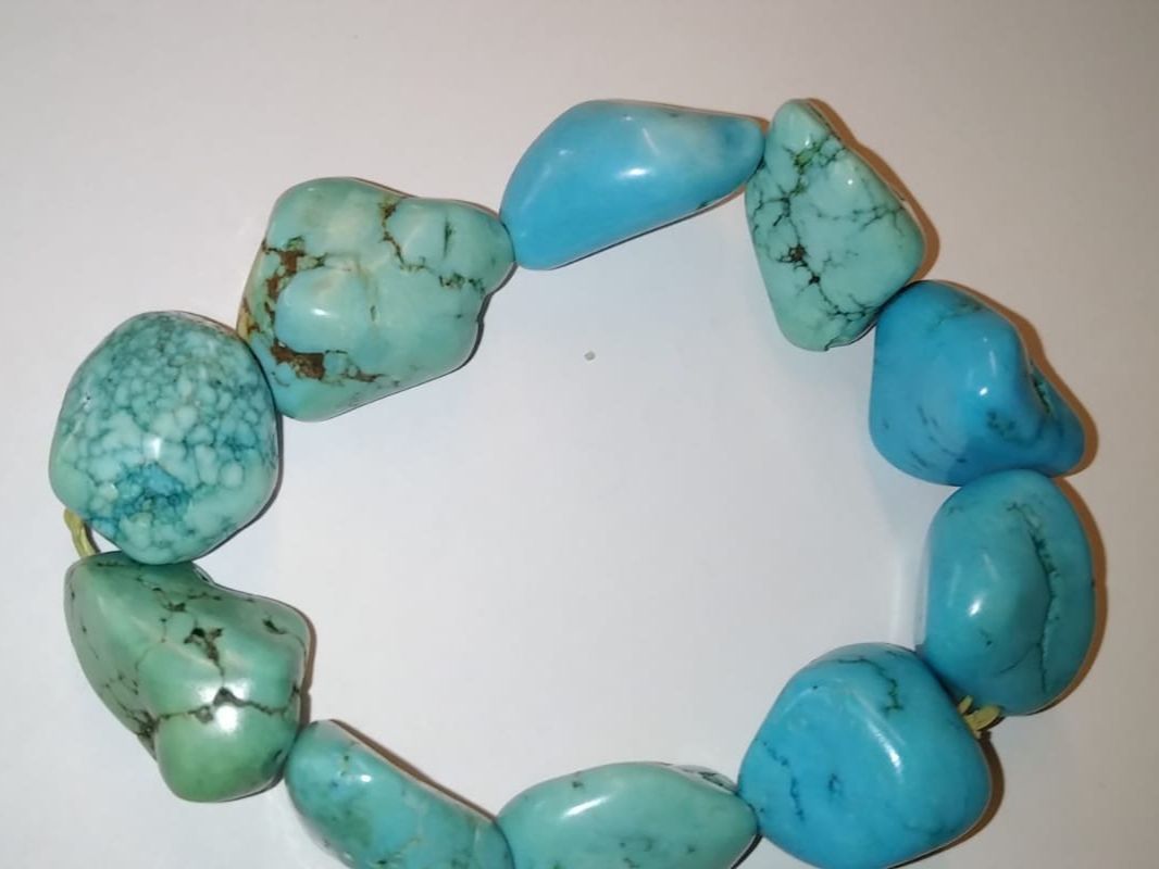 Bracelet turquoise véritable, pierres naturelles d'été. (D'occasion) à ...