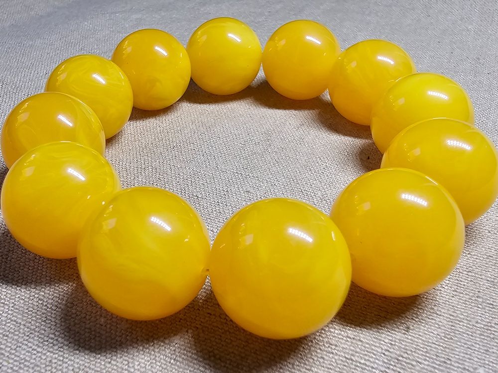 Armband 19 mm Kugeln wie Bernstein butterscotch weiß groß (Neu (gemäss ...