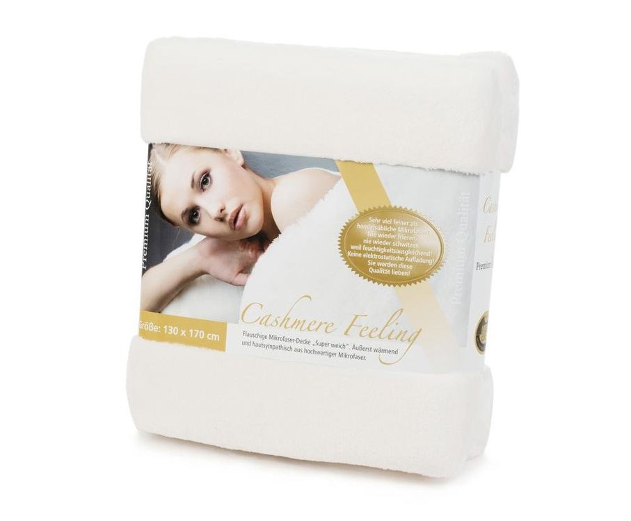 Cashmere-Feeling Decke 130x170 cm, wollweiss (Neu und originalverpackt ...