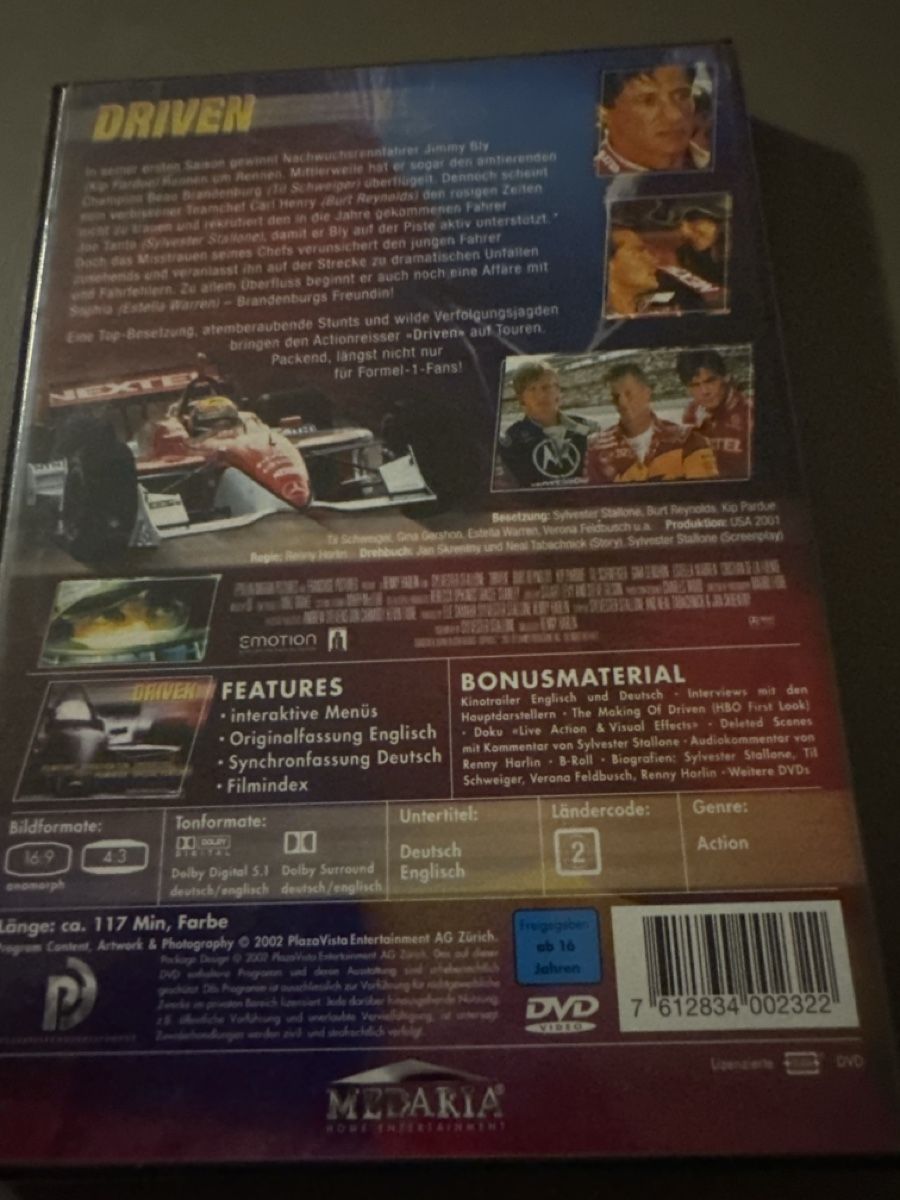 DRIVEN DVD mit Sylvester Stallone - Top Zustand! Action! (Gebraucht) in ...