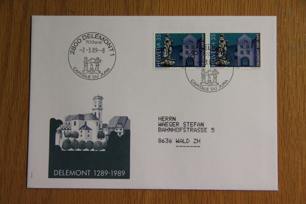 Schweiz 1989 - 700 Jahre Stadt Delémont (Neu (gemäss Beschreibung)) in Jona für CHF 0.5 – mit ...