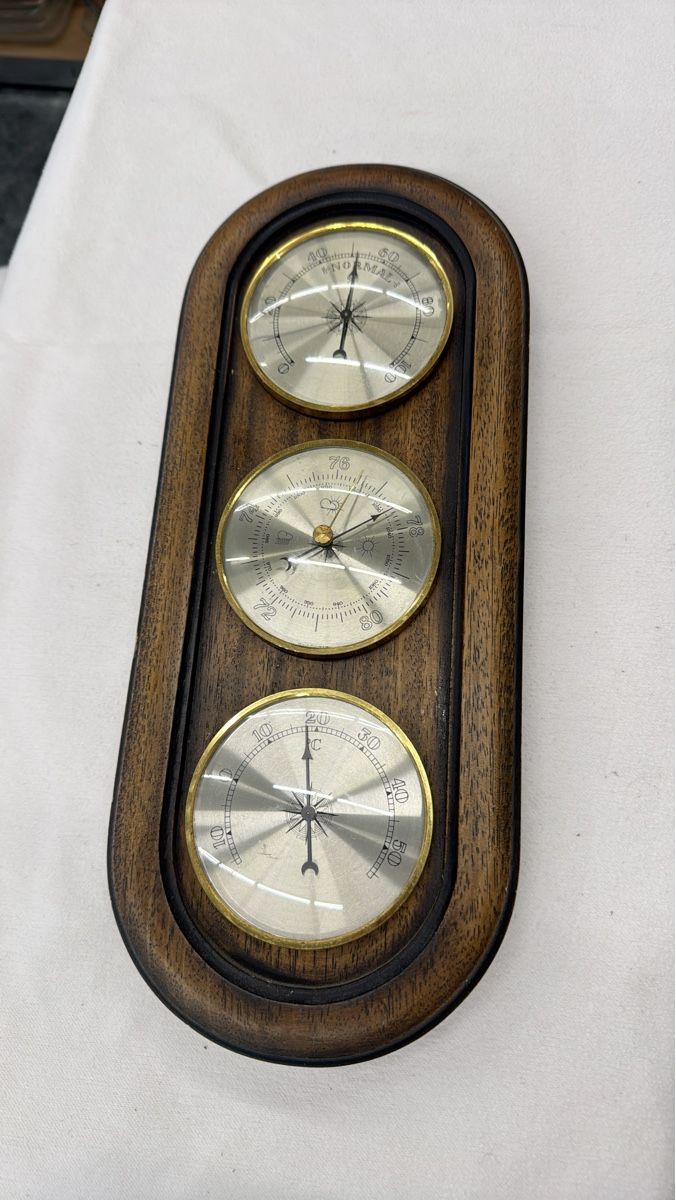 Wetterstation Barometer Thermometer Hygrometer Holz Vintage (Gebraucht ...