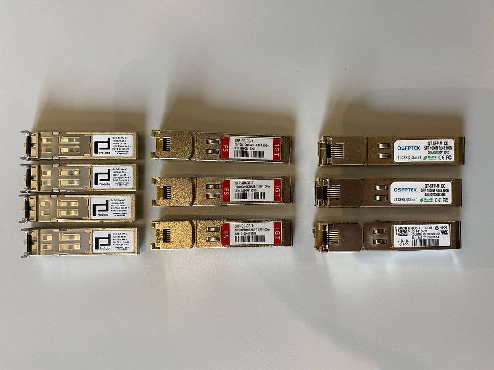 ProLabs SFP-LC, FS SFP-RJ45, QSFPTEK SFP-RJ45, Cisco 30-14 (Gebraucht ...