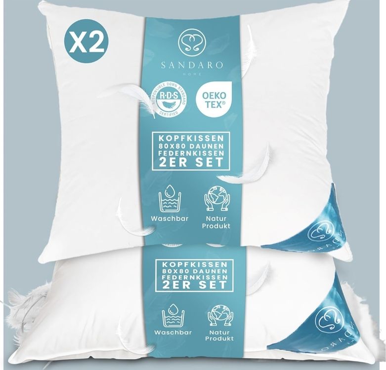 Sandaro Home pillows 80x80cm, 2set, Down & Feathers, Cotton (Neu ...