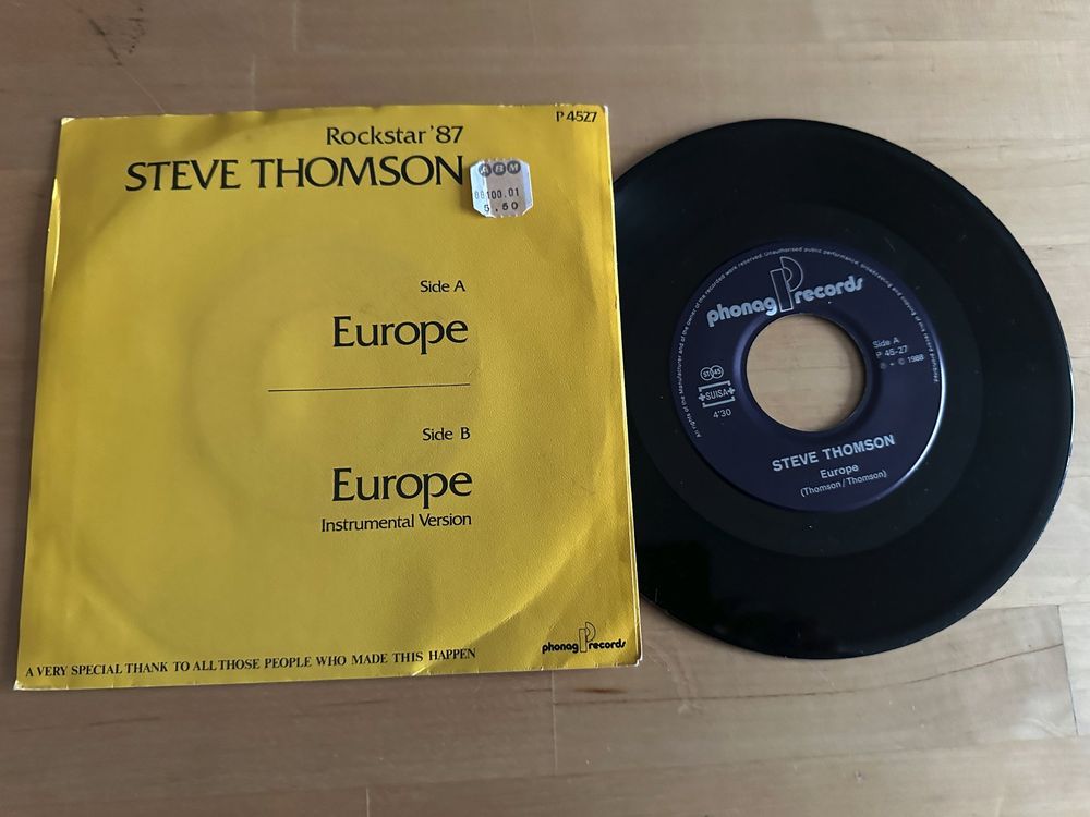 STEVE THMOSON tolle Single Europe Top Hit Charts SWISS 80's (Gebraucht ...