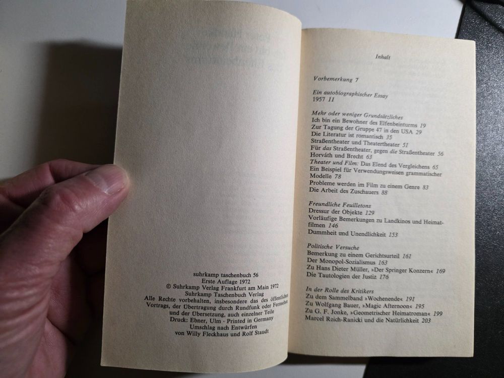 Peter Handke - Ich bin ein Bewohner des Elfenbeinturms 1972 (Gebraucht ...