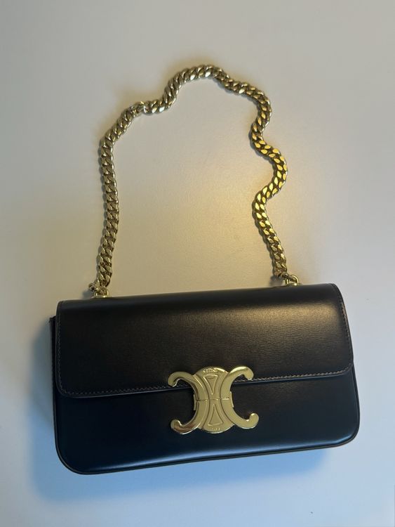 Celine Triomphe Black Leather Chain Bag (Neu (gemäss Beschreibung)) in ...