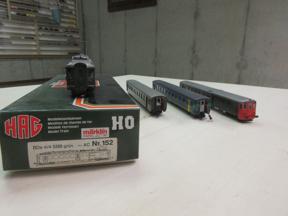 HAG locomotive no 152, dig.WS, BDe 4/4 SBB HO + 3 wagons (D'occasion) à ...