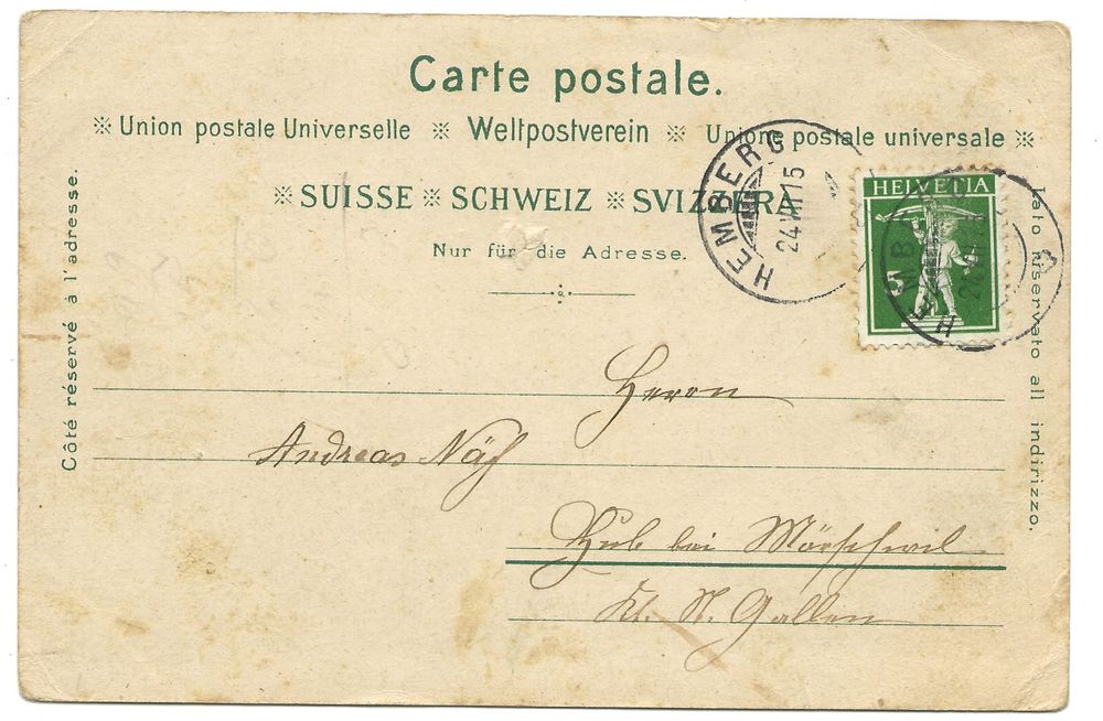 Gruss Aus Hemberg Sg Toggenburg Löwen Hörnle Litho 1915 Kaufen