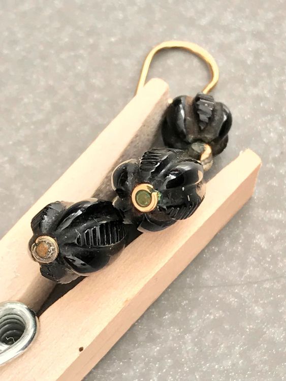 victorian BIEDERMEIER JET GAGAT Ohr z.T. 585 GOLD uralt, (Gebraucht) in ...