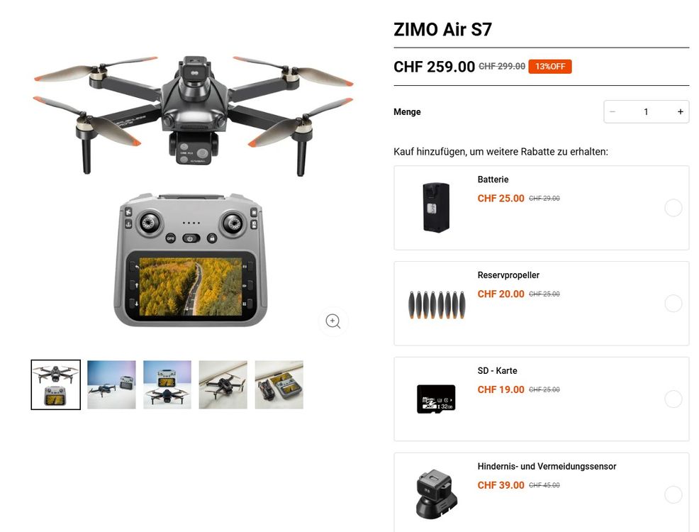 Zimo Air S7 Drohne - Top Zustand, 1x gebraucht! (Gebraucht) in Vättis für CHF 250 – mit ...