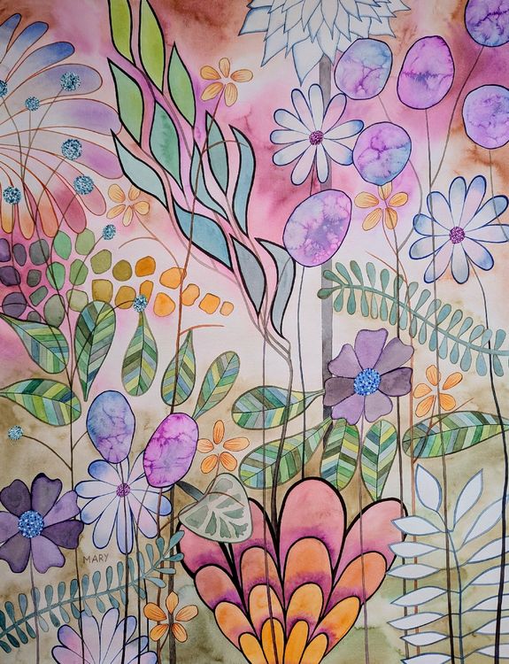 Original Aquarell "Fantasie Blumen" Bild bunt (Neu und originalverpackt) in Wittenbach für CHF ...