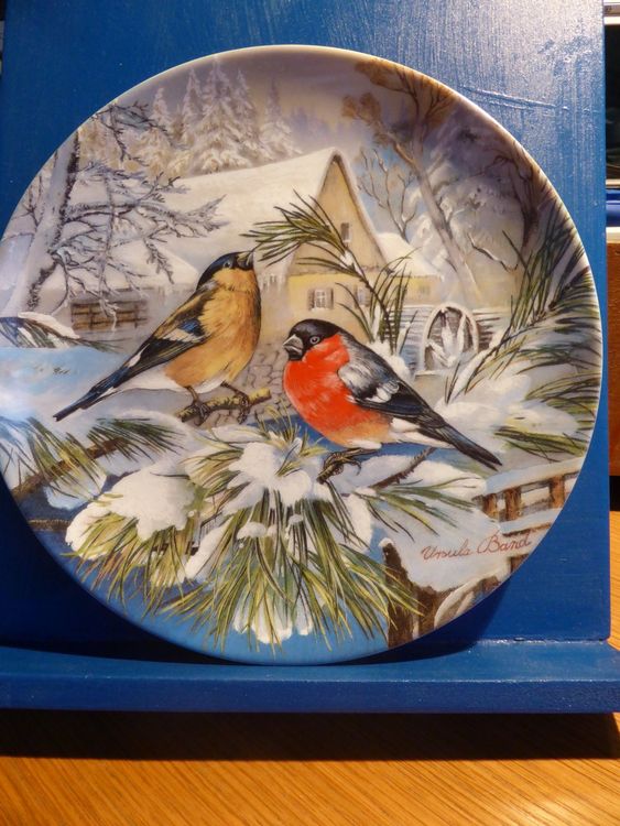 Ursula Band Sammelteller -Dompfaffpärchen vor der Mühle/1363 (Gebraucht ...