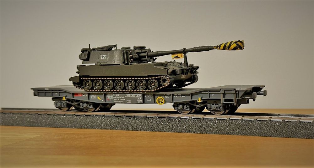 Panzer M109, H0 Bahntransport, Schweizer Armee, Roco (Neu (gemäss ...