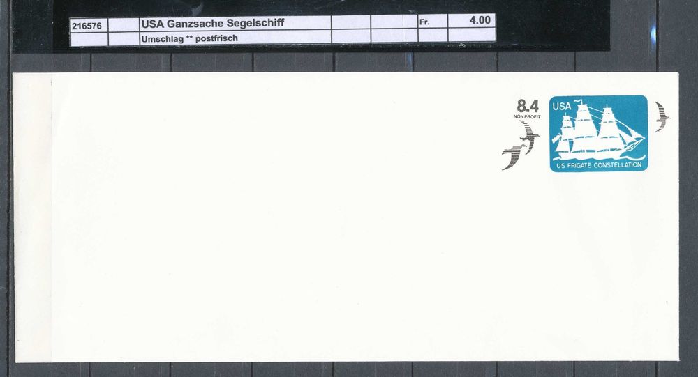 USA, Ganzsache Segelschiff - Umschlag (Neu (gemäss Beschreibung)) in Winterthur für CHF 4 – mit ...