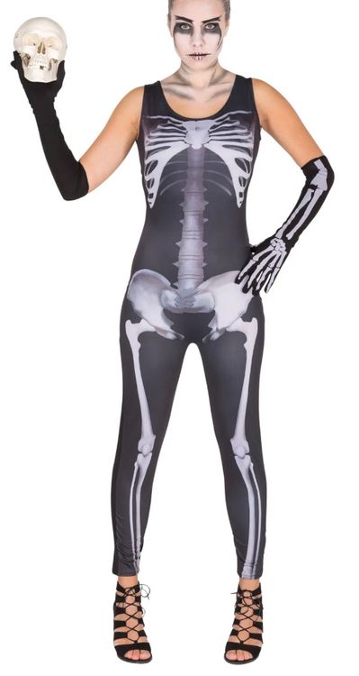 Ausverkauf Skelett Damenkostüm Halloween Jumpsuit Gr. S (Neu und originalverpackt) in Oberegg ...