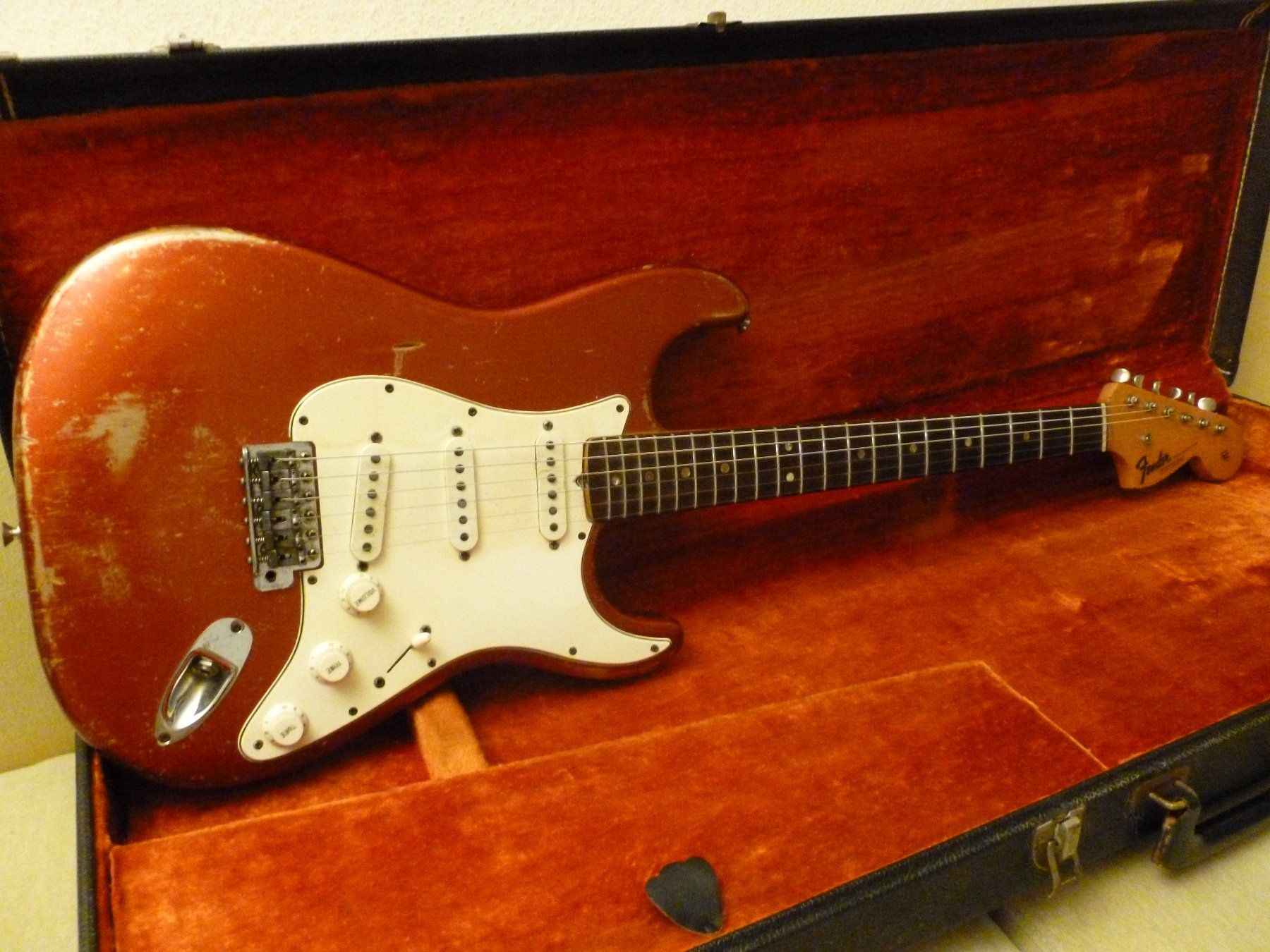 1966 VINTAGE FENDER STRATOCASTER CANDY APPLE RED CUSTOM COLO (Gebraucht ...