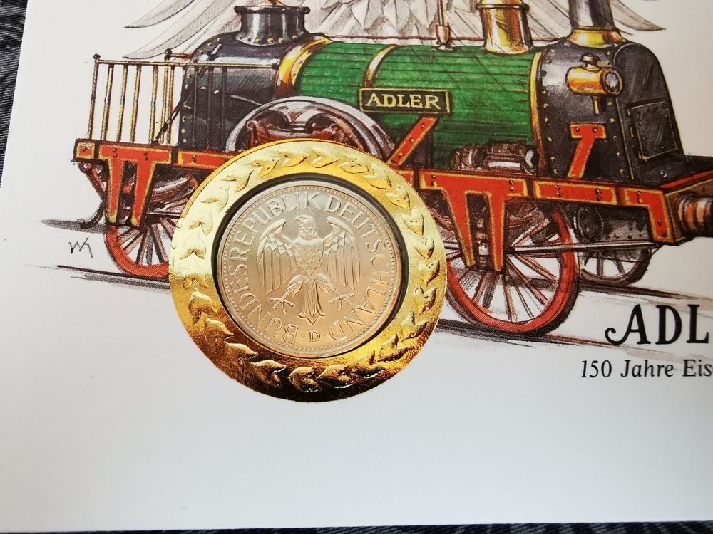 Numis-/Münzbrief "1 Deutsche Mark" ADLER 150 Jahre Eisenbahn (Gebraucht ...
