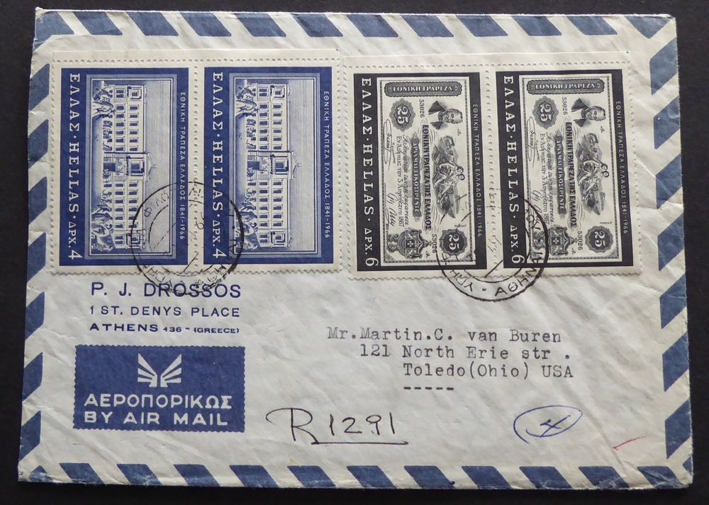 Griechenland Luftpostbrief nach den USA (Vorder-und Rücks.) (Gebraucht ...